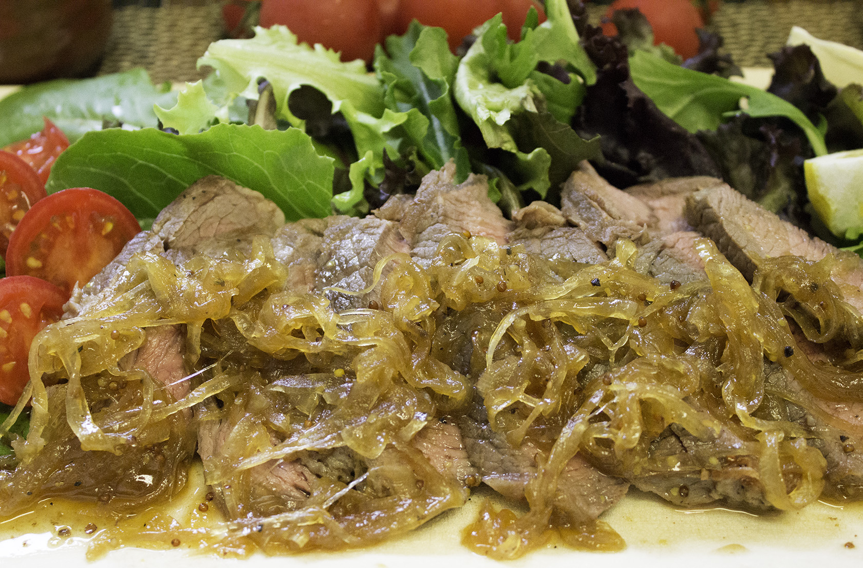 Mustard Onion Sauce with Pan-Roasted Beef Recipe